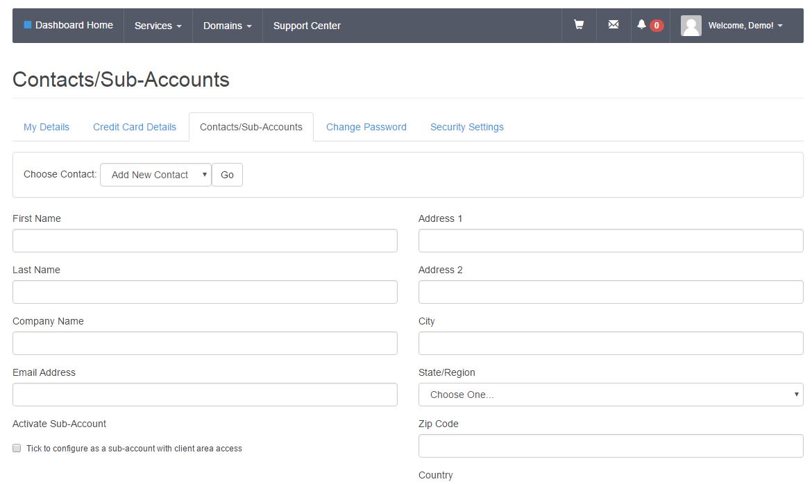 How to add a sub-account to your billing & support account