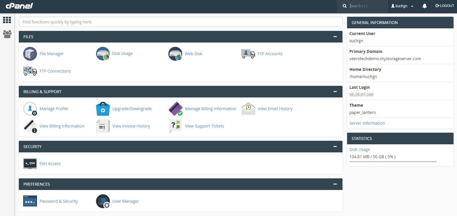 Setting up SSH/FTP cPanel Storage for data storage