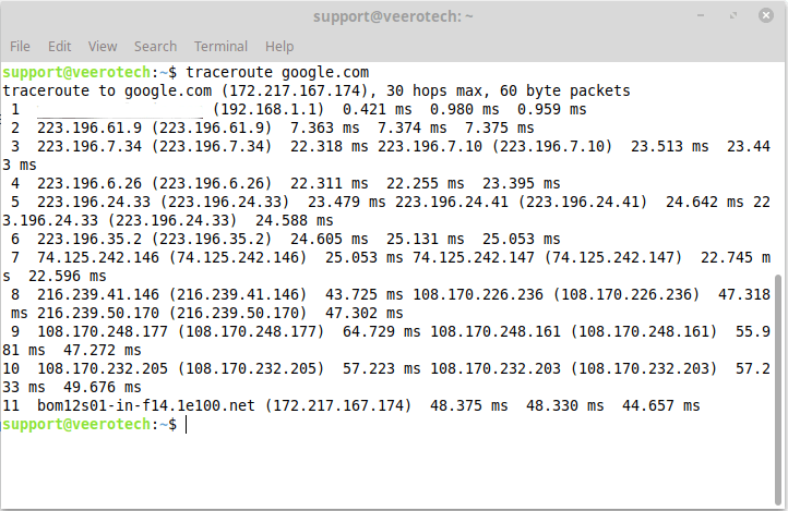 How to Run a Traceroute on Windows, Linux and OSX | VeeroTech Hosting