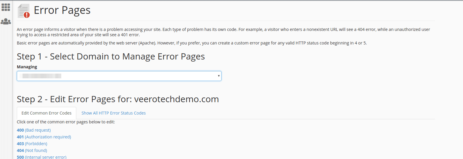 How to Create Custom Error Pages in cPanel | VeeroTech Hosting