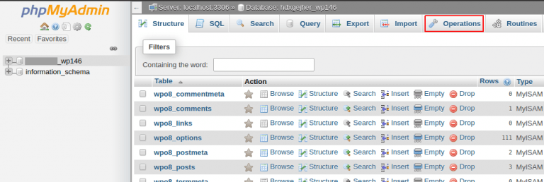 Rename A Database In Phpmyadmin Web Hosting Kb
